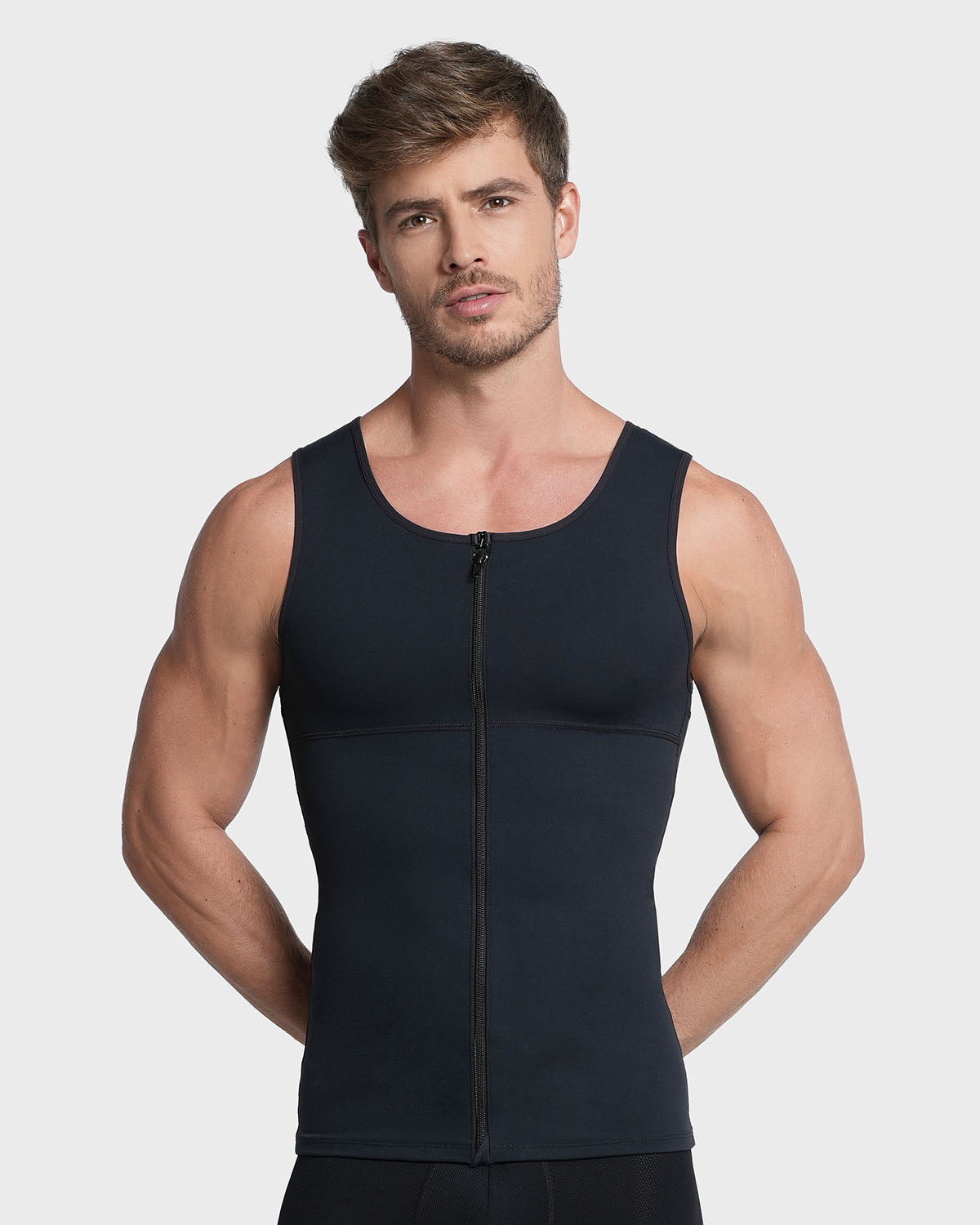 Compression vest with double layer of fabric on abdomen and back ...